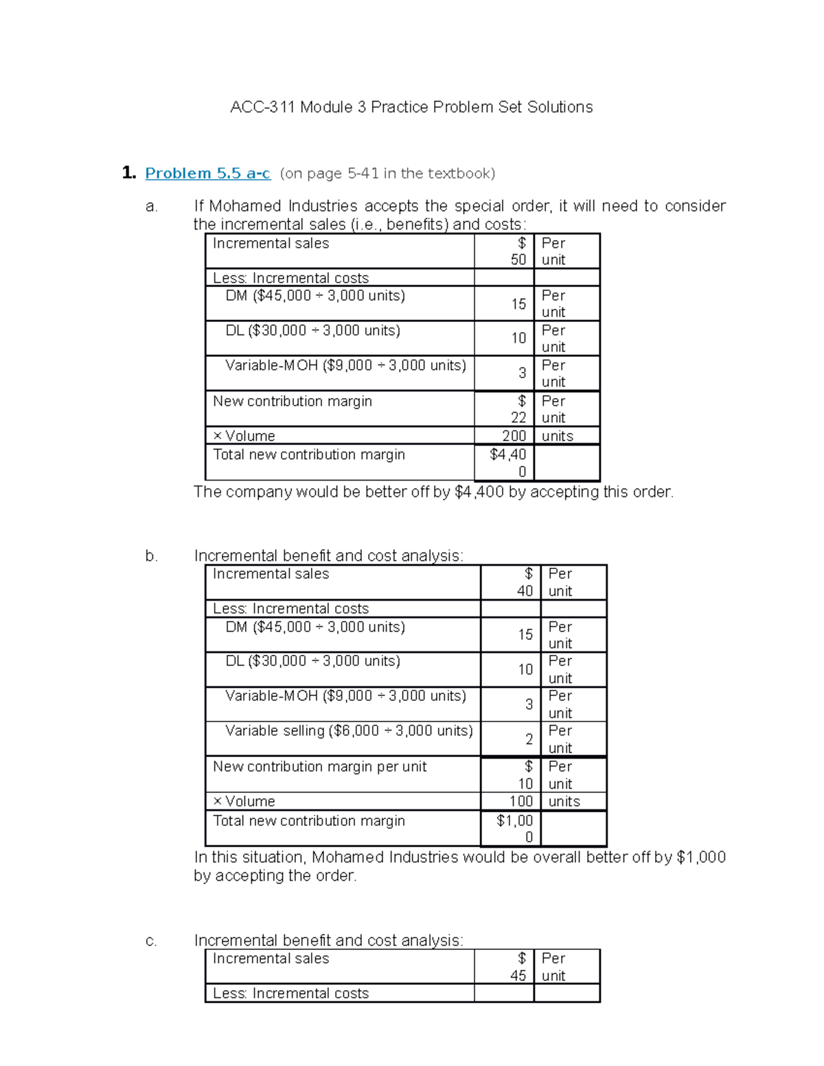 Week 3 Module 3 Practice Problem Set Solutions Acc 311 Module 3