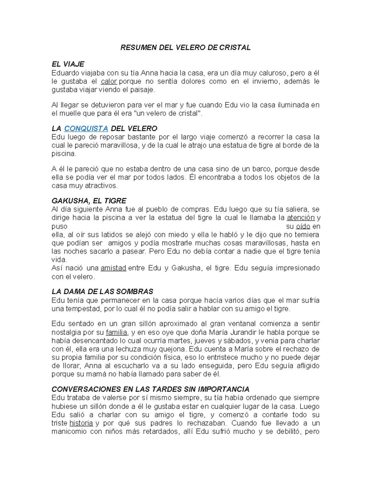 Resumen del Primer Capítulo de "La niña de sus ojos" (Literatura) - Studocu