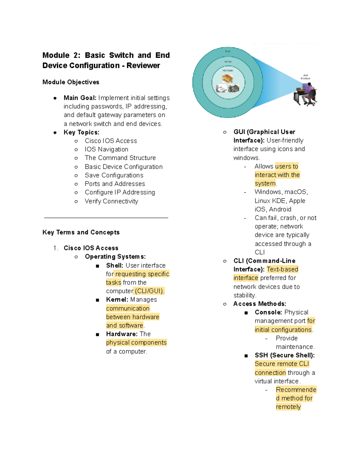 ICS26014 Mod 2 - Networking Device Configuration Notes - Studocu