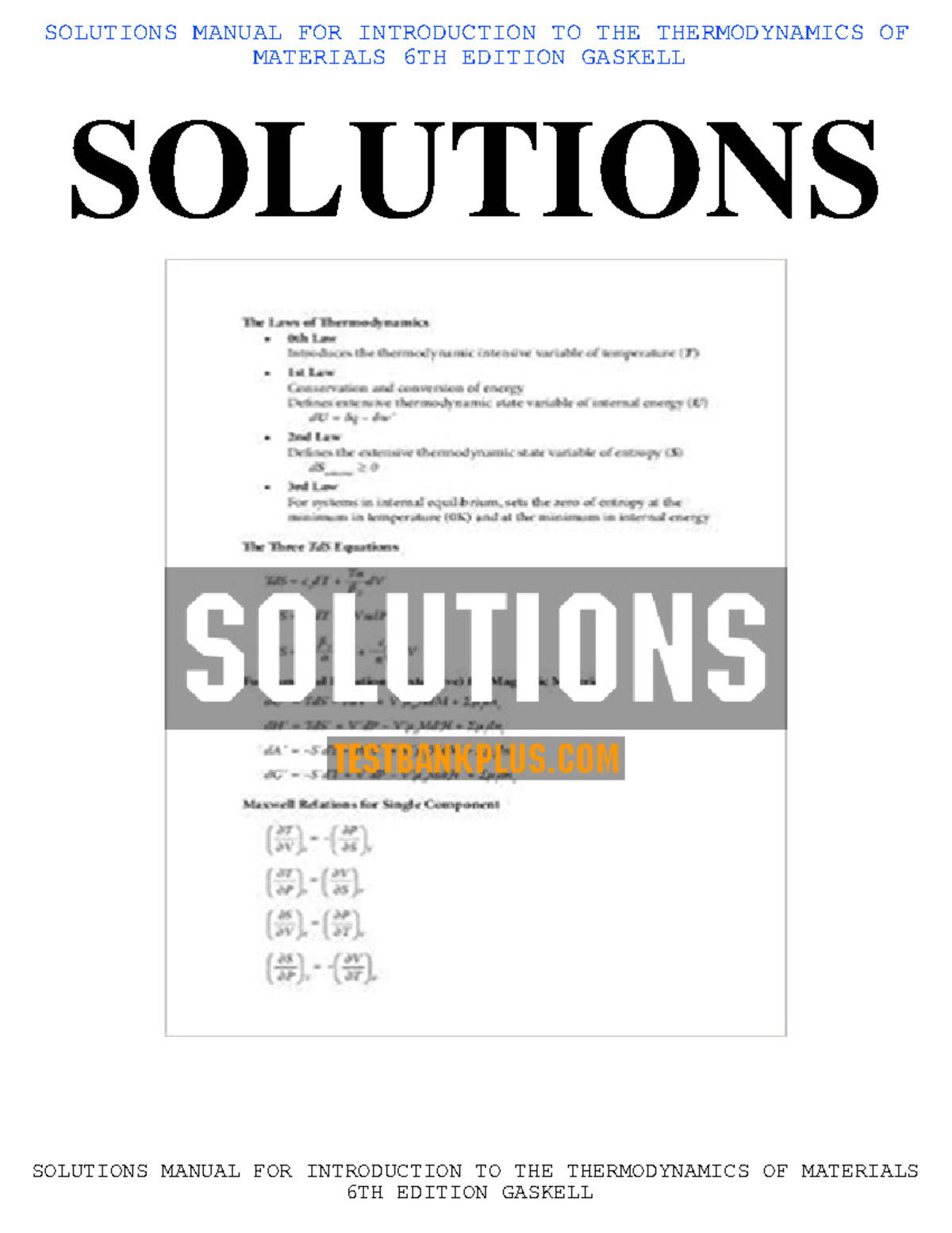 Thermo solutions - aaa - SOLUTIONS MANUAL FOR INTRODUCTION TO THE ...