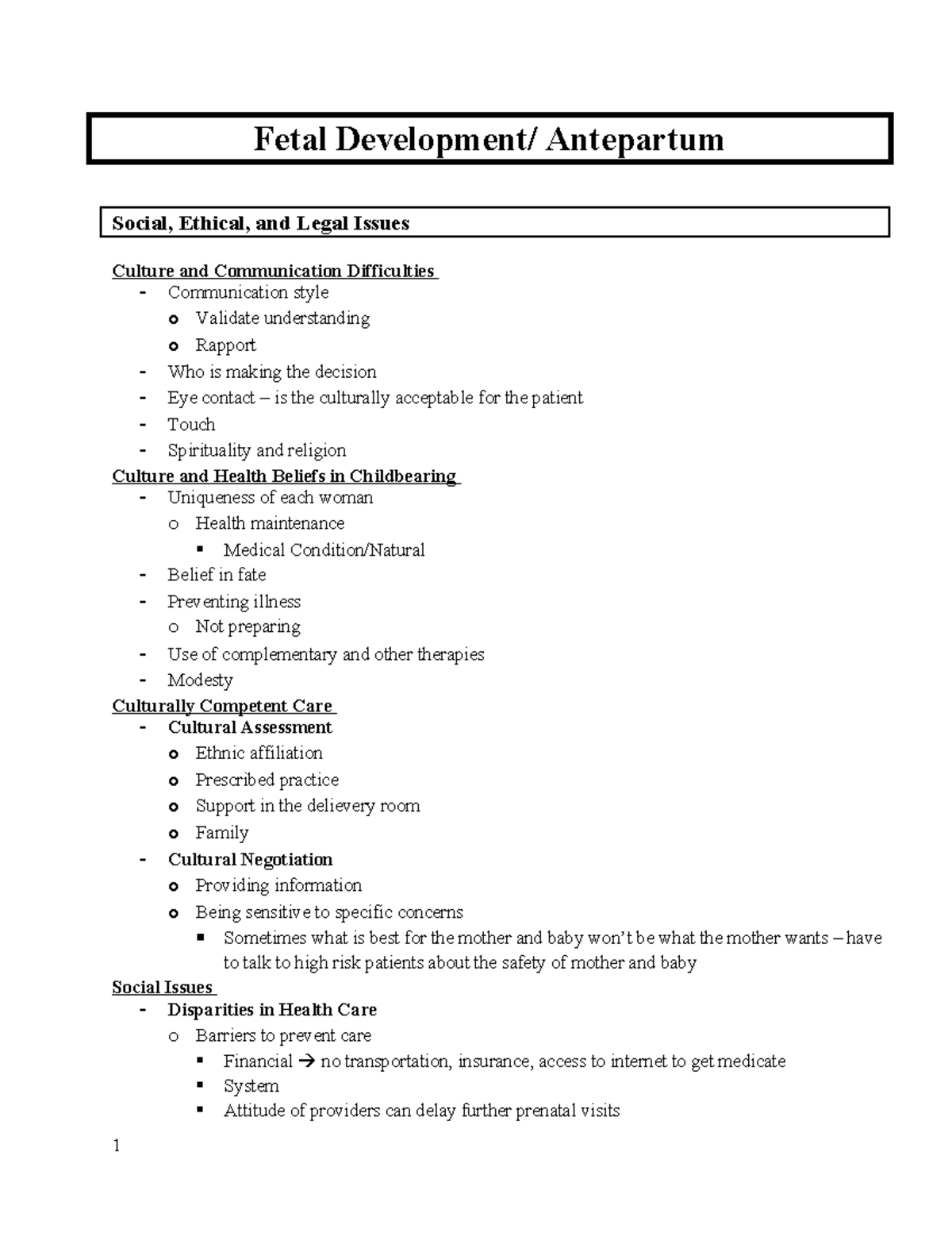 Fetal Development W3 - study - Fetal Development/ Antepartum Social ...
