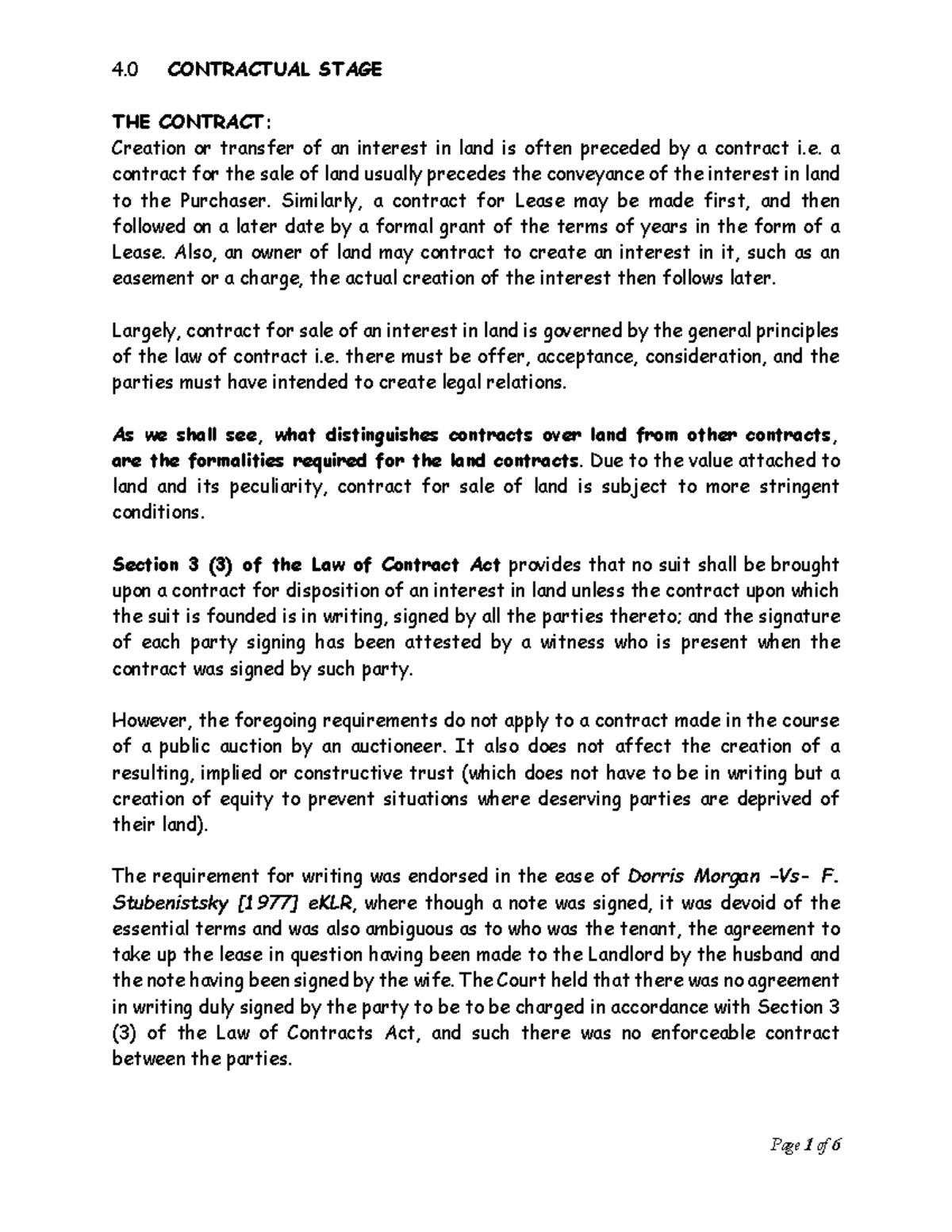 Property Law II: Lecture 4 - Understanding the Contractual Stage - Studocu