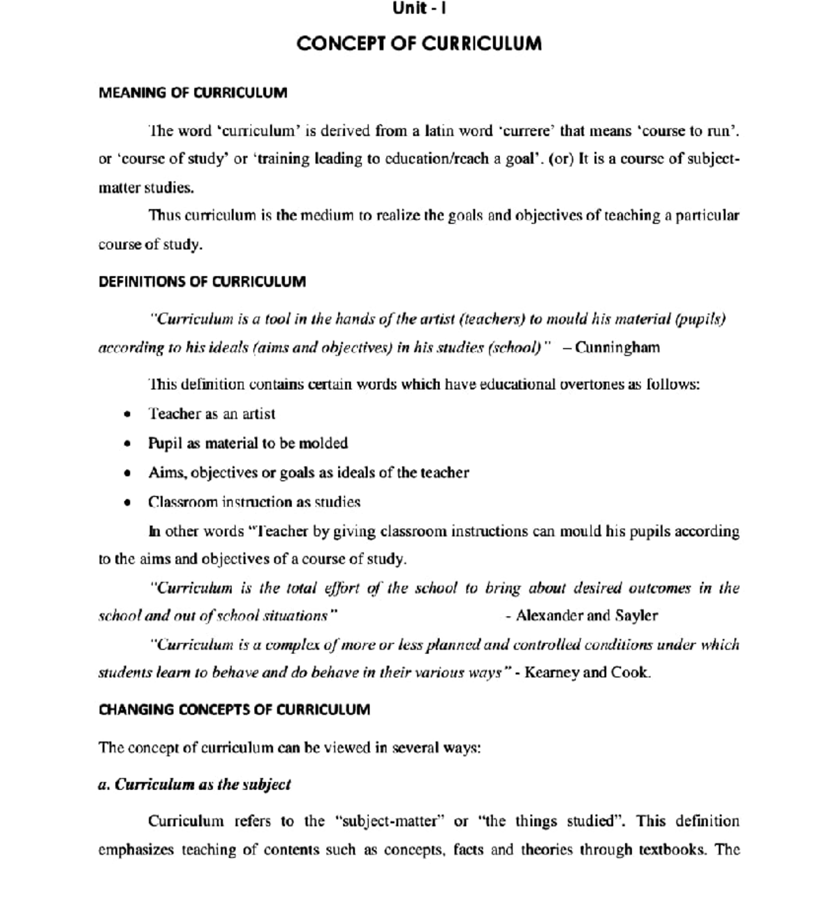 01 - Curriculum: Key Concepts and Definitions for Quick Revision - Studocu