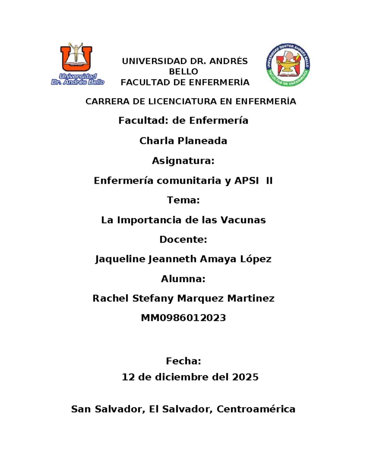 Charla Planeada: La Importancia de las Vacunas en Salud Pública - ENF ...