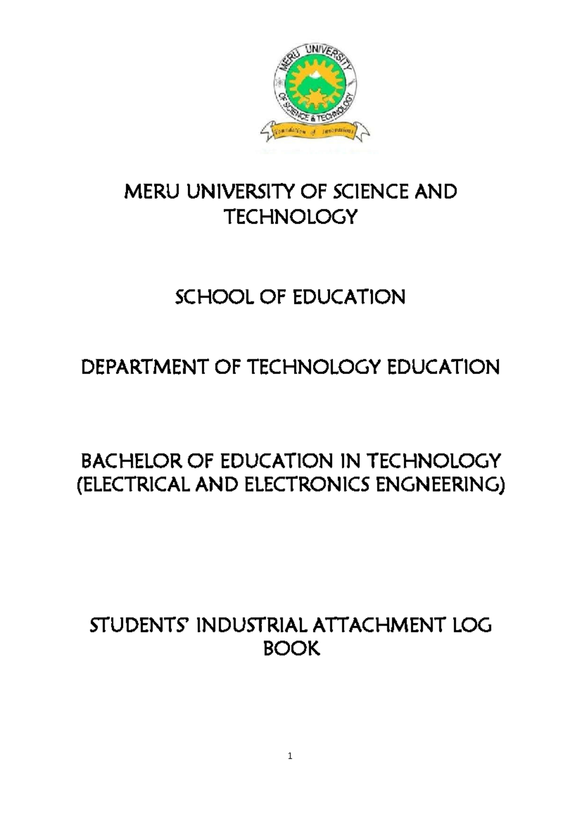 Electrical Engineering (ELECT) Industrial Attachment Logbook - Studocu