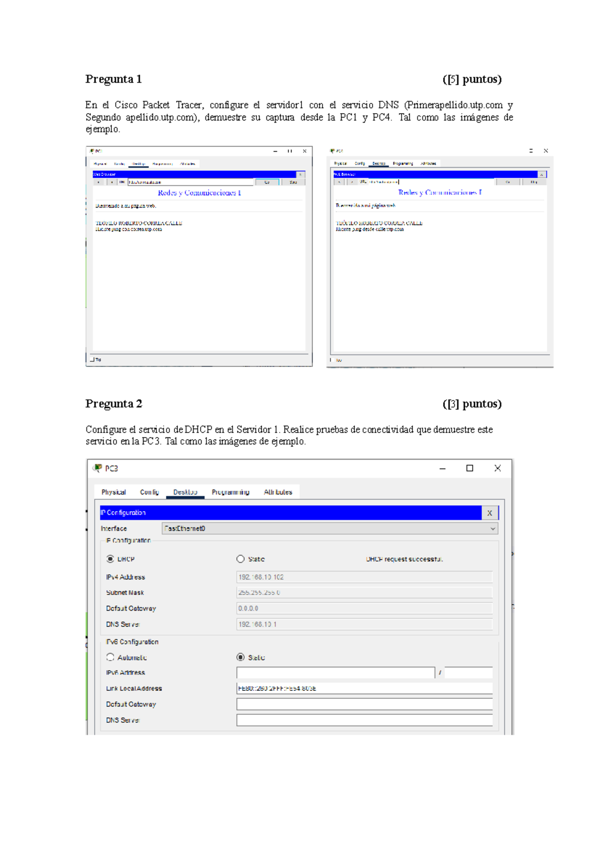 Práctica Calificada 3: Configuración de Servicios en Cisco Packet Tracer - Studocu