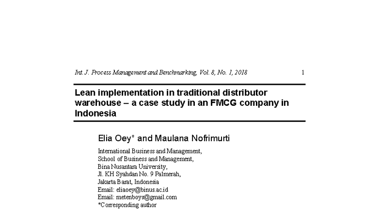 Lean Implementation in Traditional FMCG Distributors: A Case Study ...
