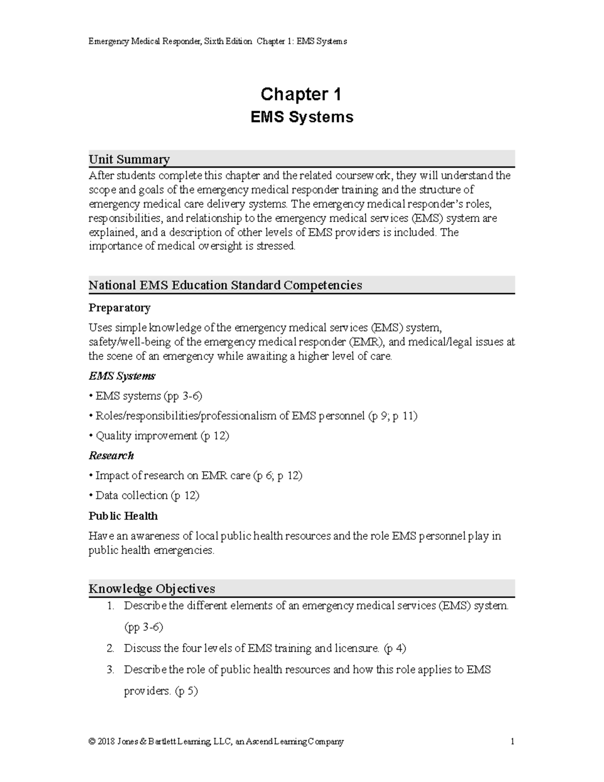 Ch 1 EMS Systems Overview and Key Concepts Notes - Studocu