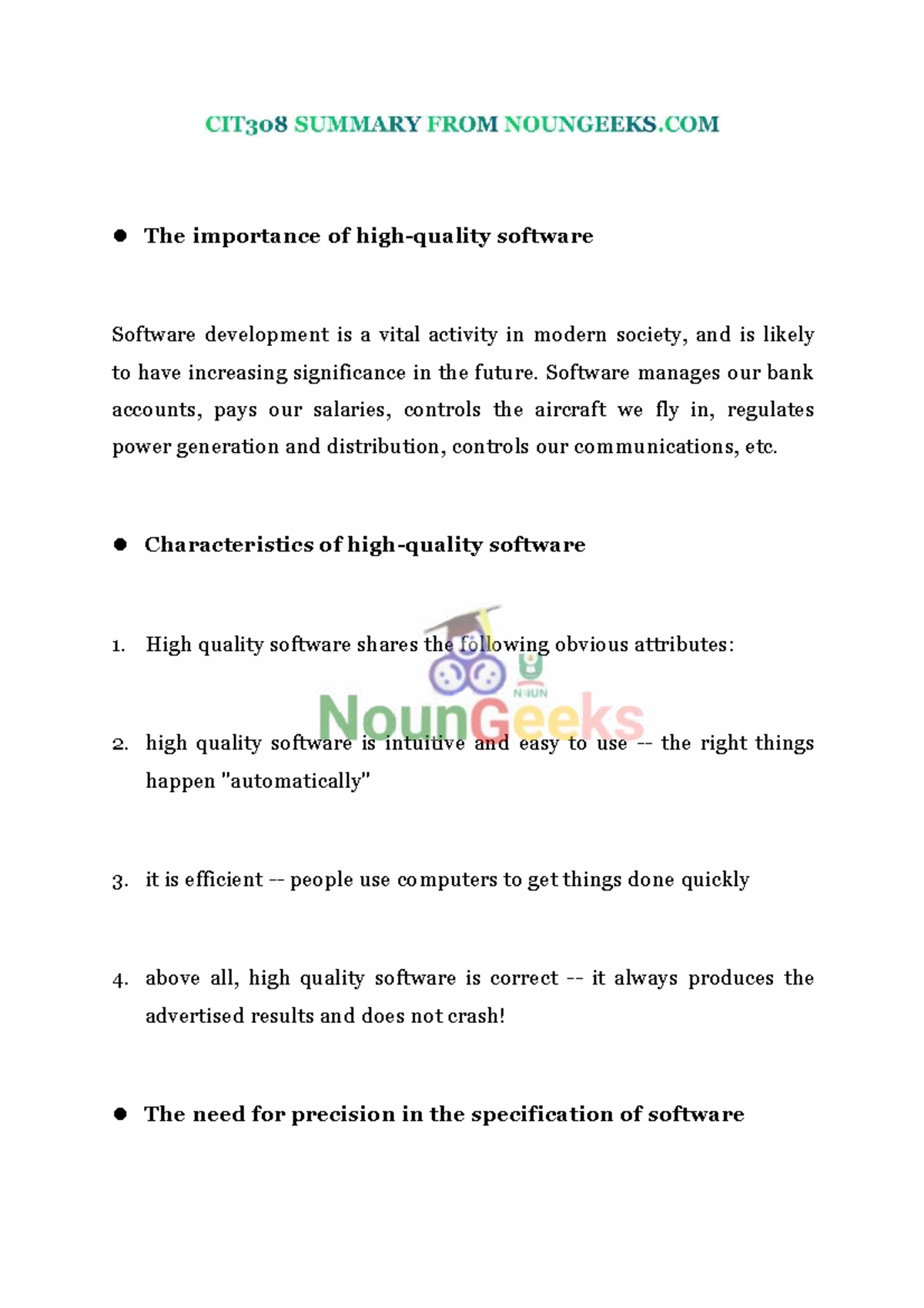 CIT31: The Importance of Software Development and Formal Methods - Studocu