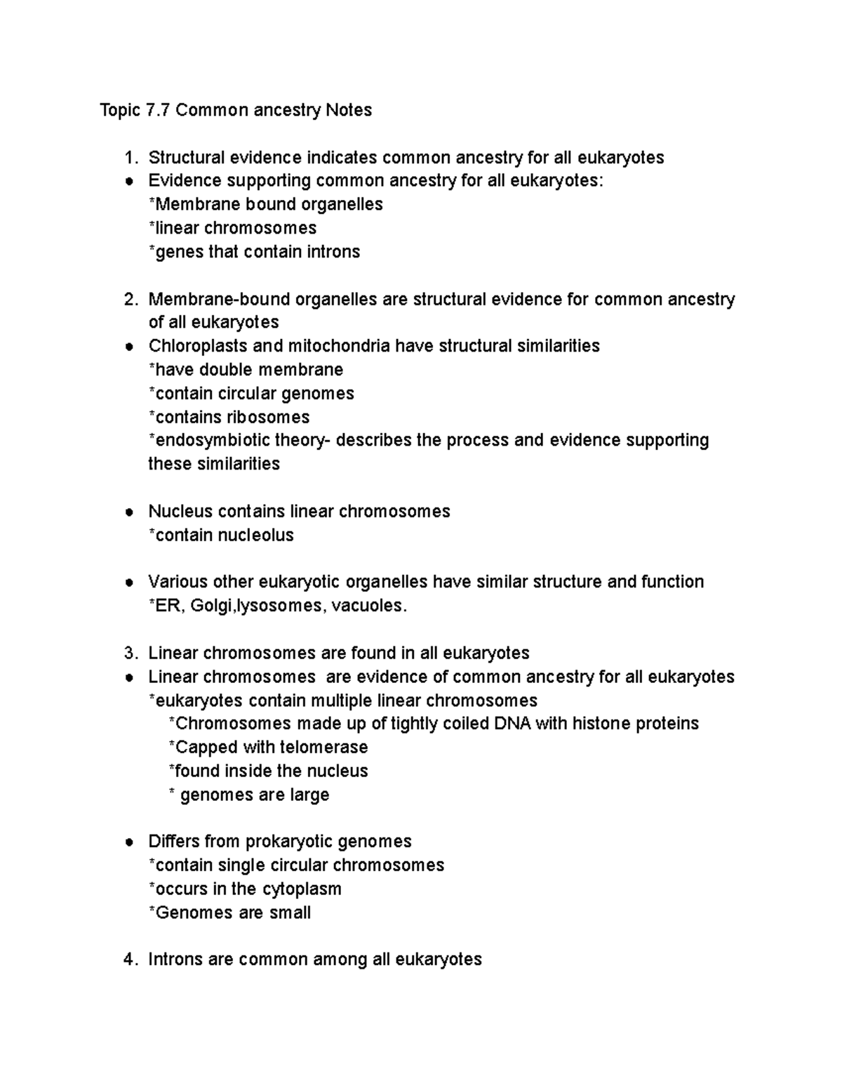 7.7 7.8 notes - Topic 7 Common ancestry Notes Structural evidence ...
