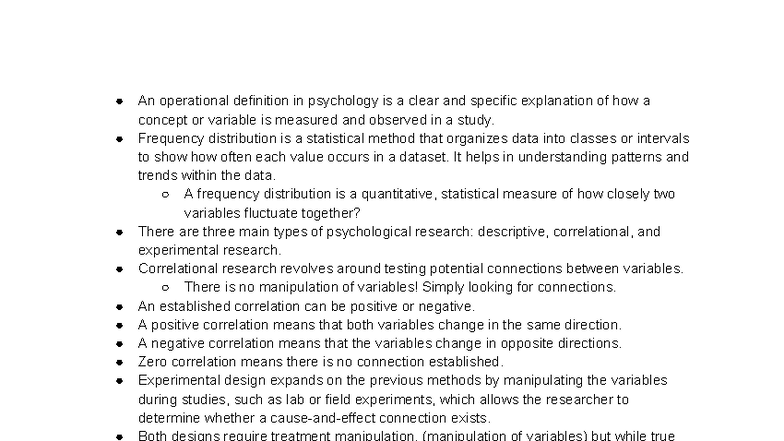 Psychology Research Methods: Key Concepts & Definitions (PSY 101) - Studocu