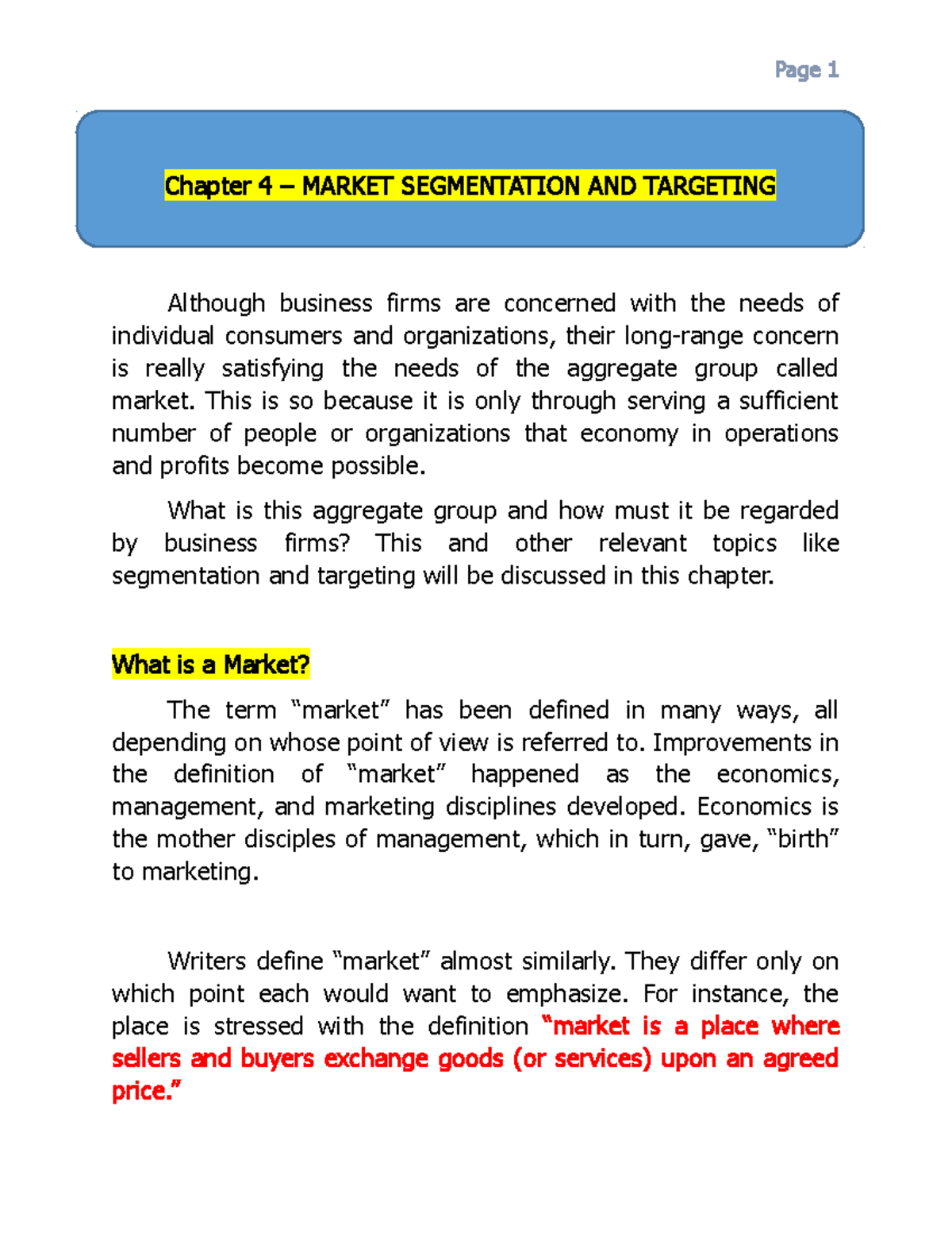 Chapter 4 - Market Segmentation & Targeting in Business Marketing - Studocu