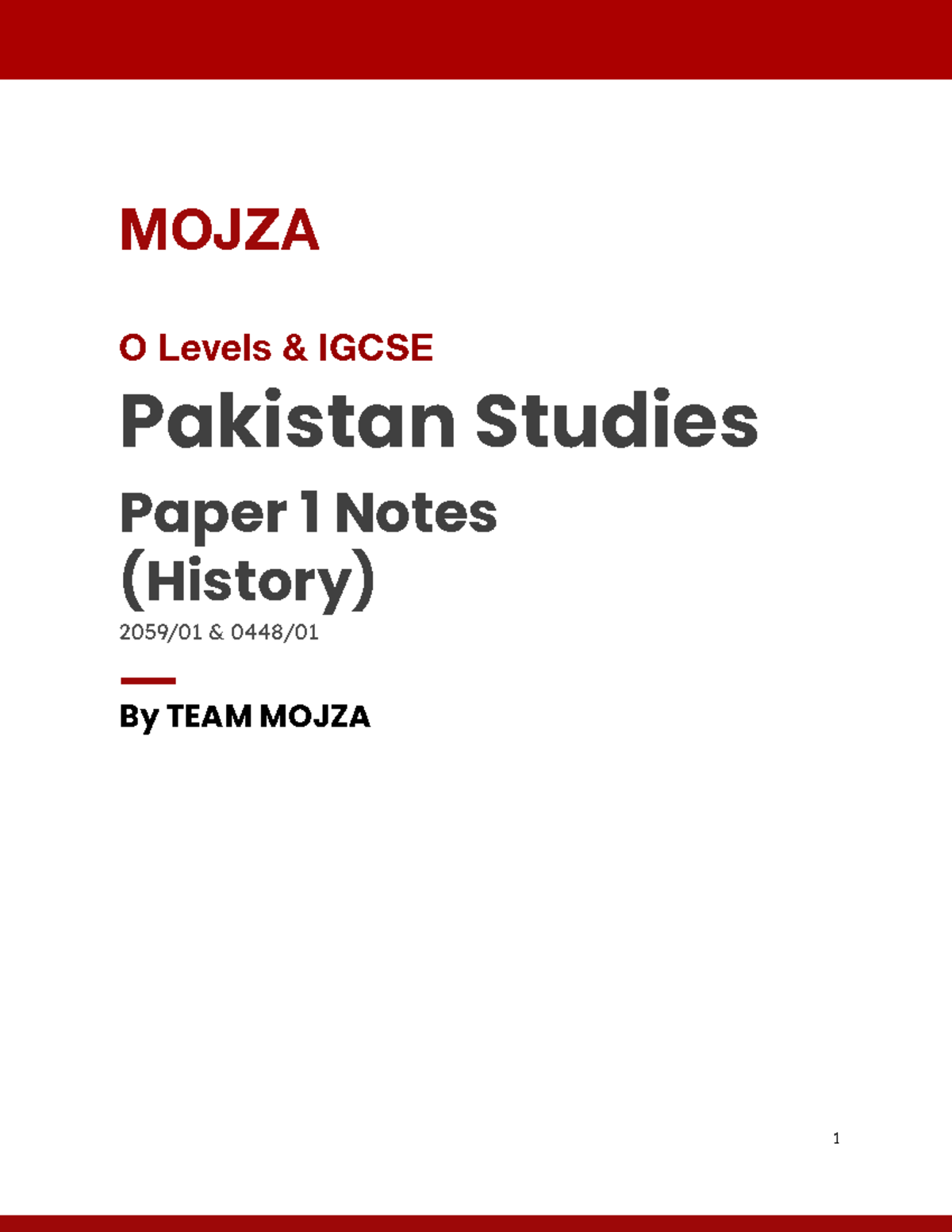 O Levels IGCSE Pakistan Studies Paper 1 History Notes - Studocu