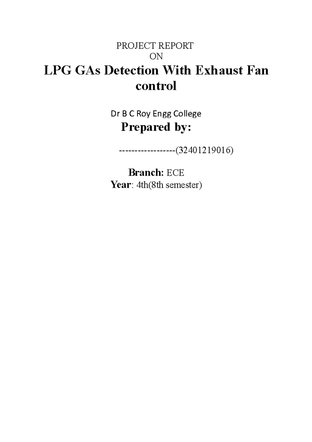 LPG Gas Detection System with Arduino: Project Report (ECE) - Studocu