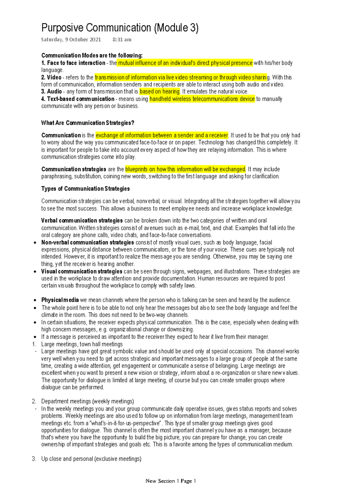 Effective Communication Modes and Strategies (Purposive Comm Module 3) - Studocu