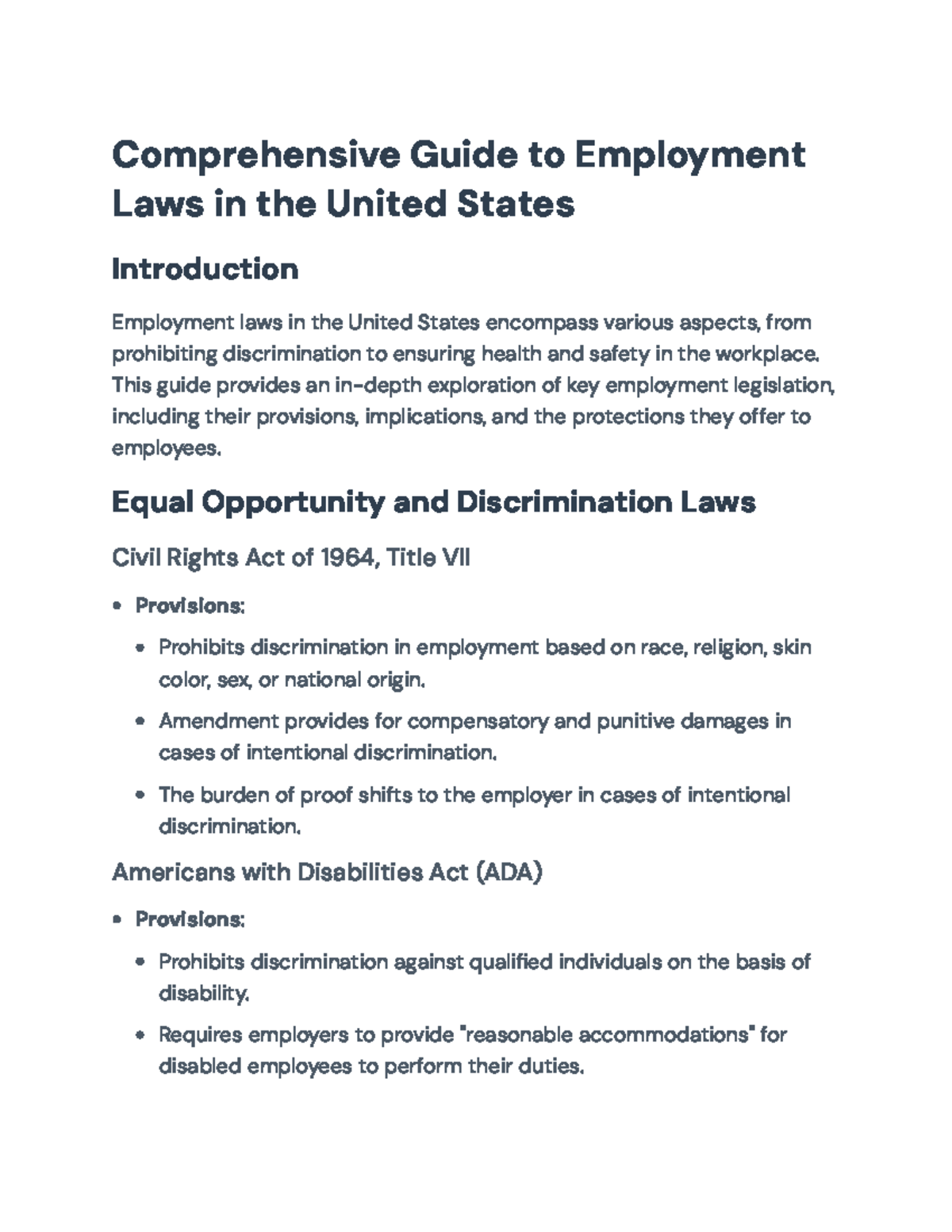 Comprehensive Guide to Employment Laws in the U.S. - Comprehensive ...