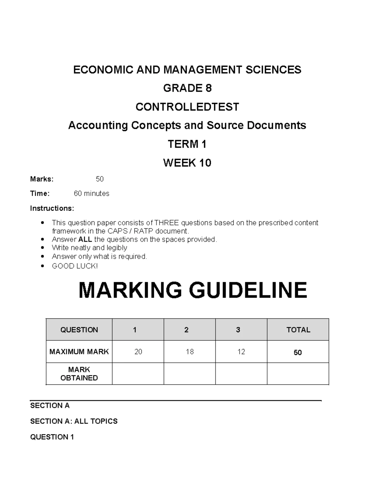 Grade 7 Technology TERM 3 Assessment MEMO 2023 240530 193714-1 ...