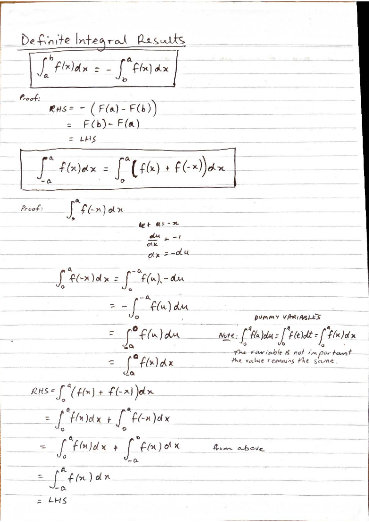 Definite Integrals Worksheet for Calculus 9 - Studocu