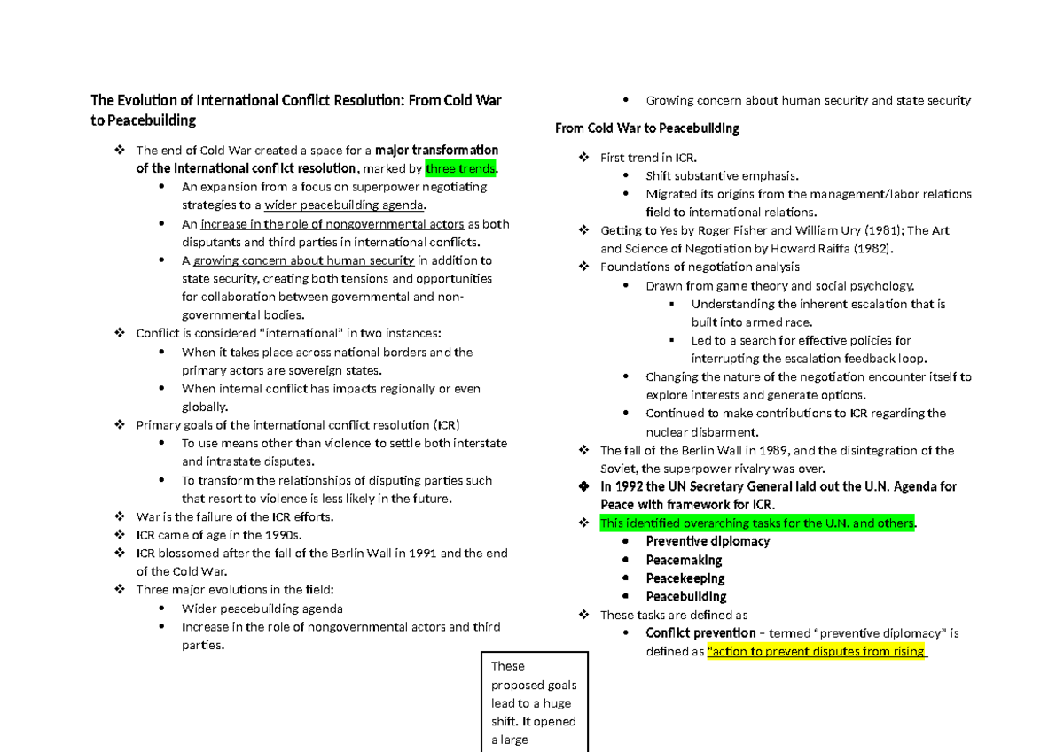 The Evolution of International Conflict Resolution - An expansion from ...
