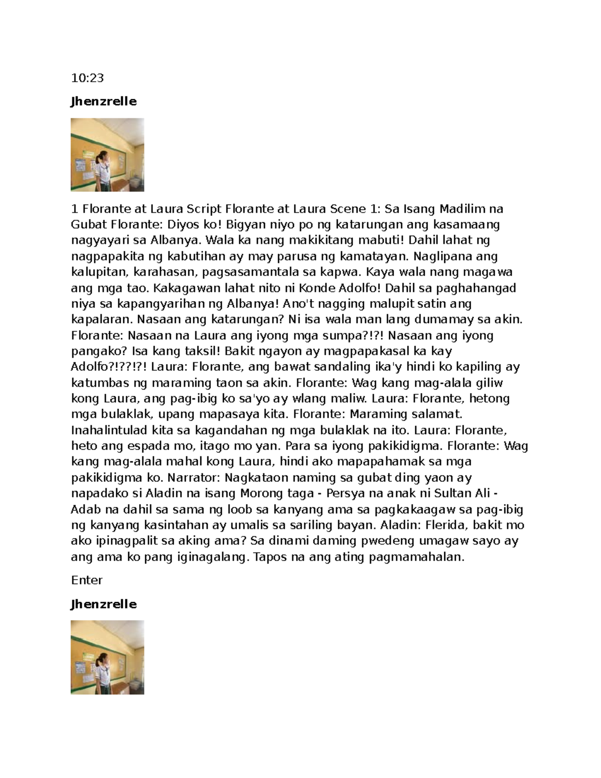 Florante at Laura script (10:23) - scene 1: Sa isang madilim na gubat ...