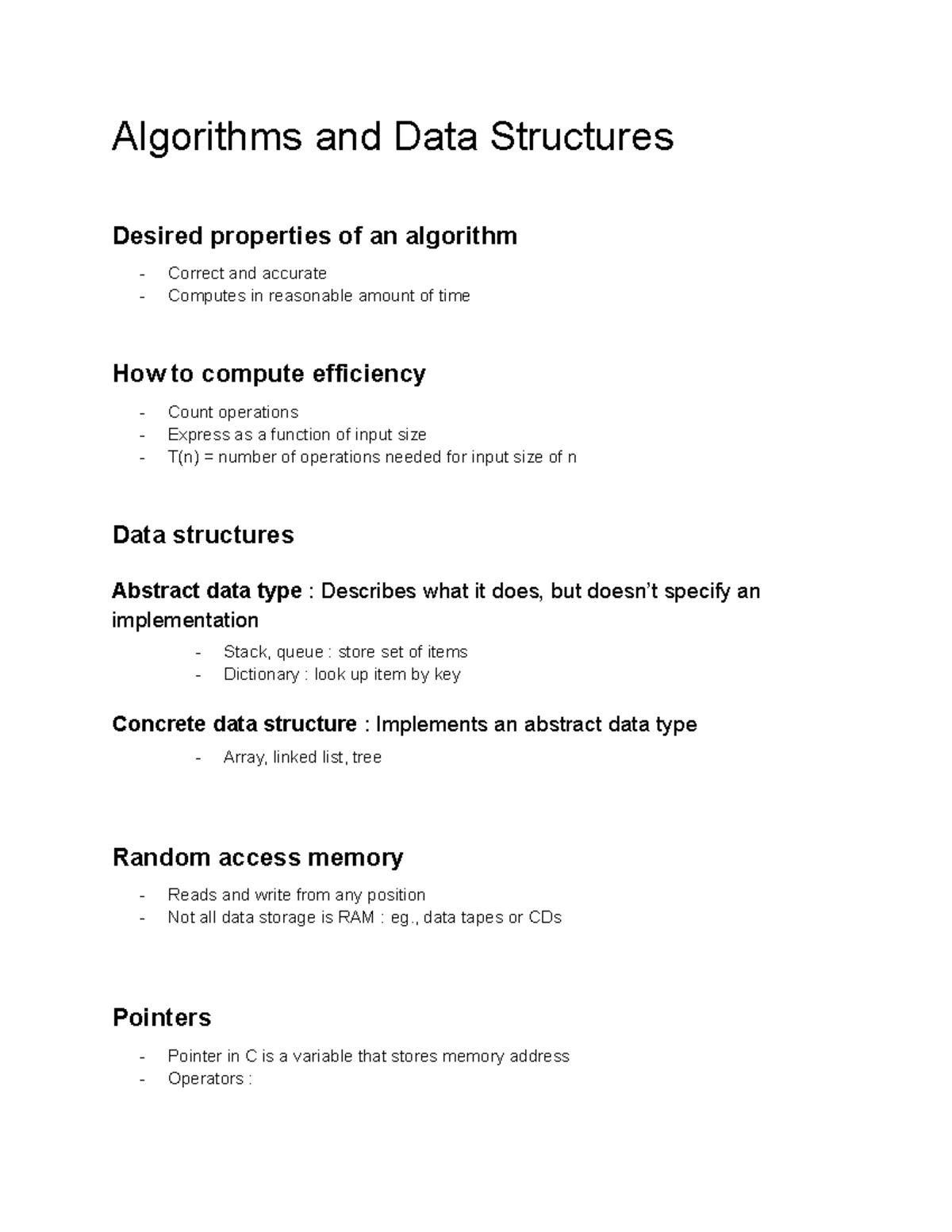 ADS Final Exam Notes: Understanding Algorithms & Data Structures - Studocu