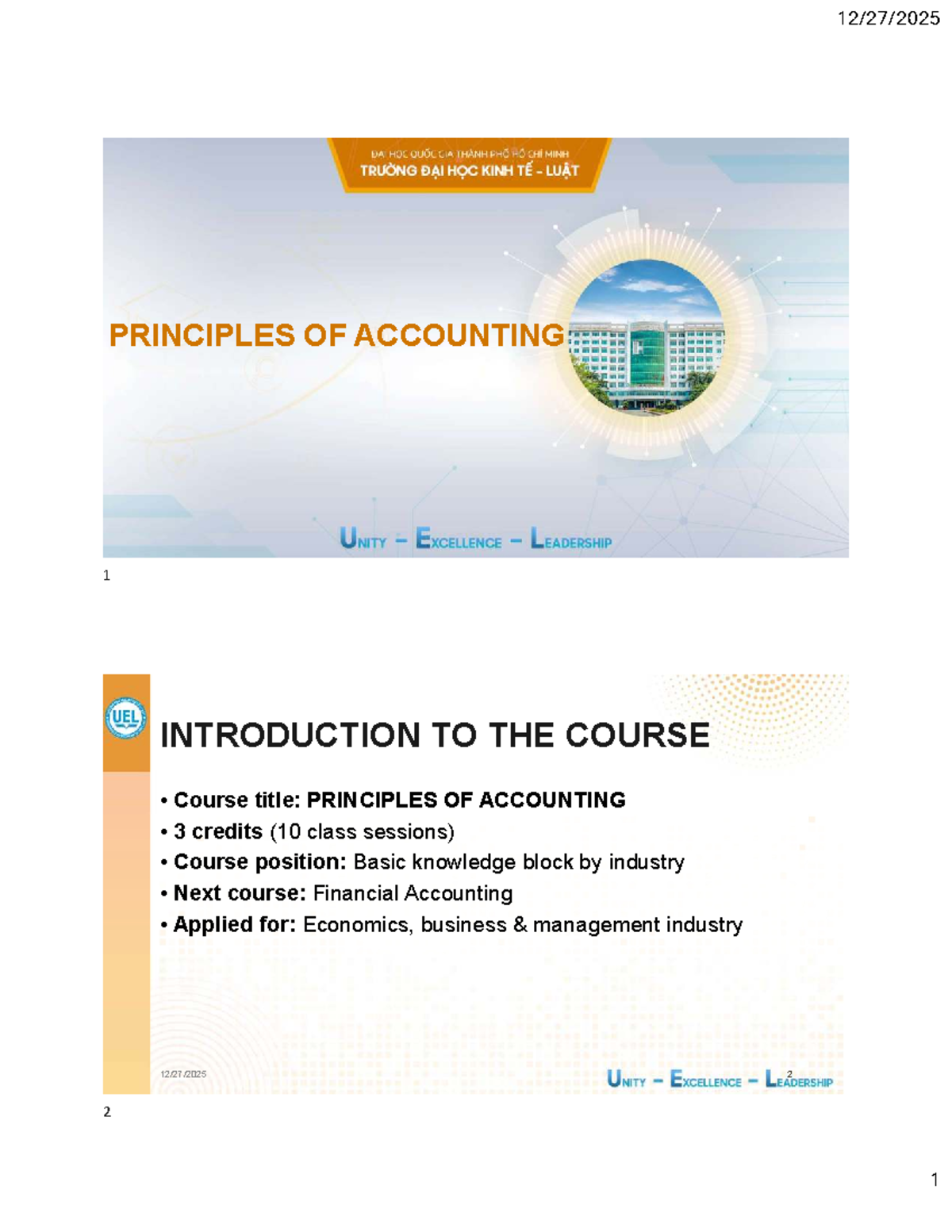Principles of Accounting (ACCT101) Course Overview and Learning ...