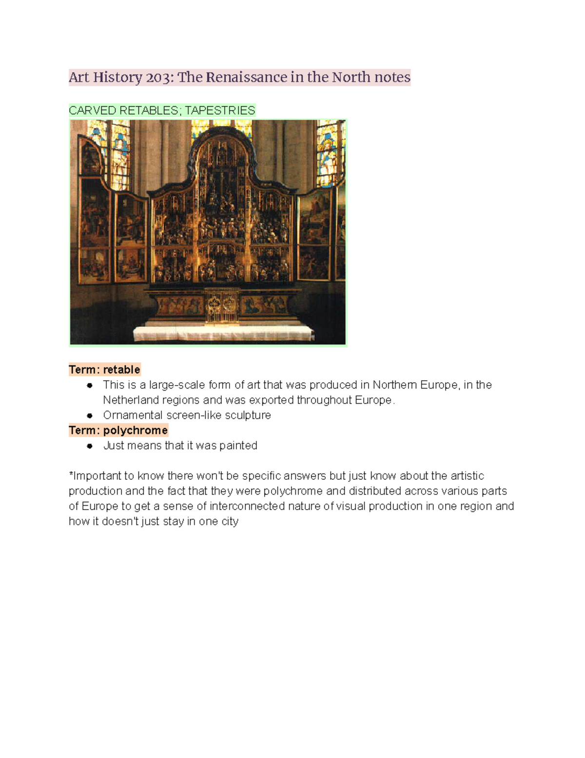 Art History 203 Notes: The Northern Renaissance & Its Impact - Studocu