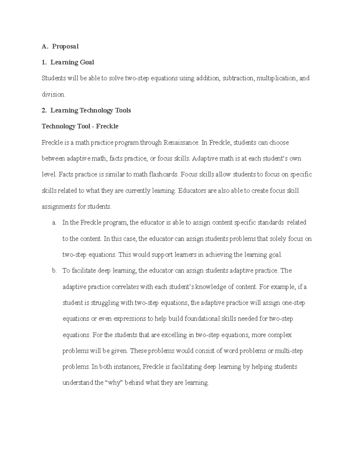 D294 Proposal: Evaluating Learning Tech Tools for Math Skills - Studocu