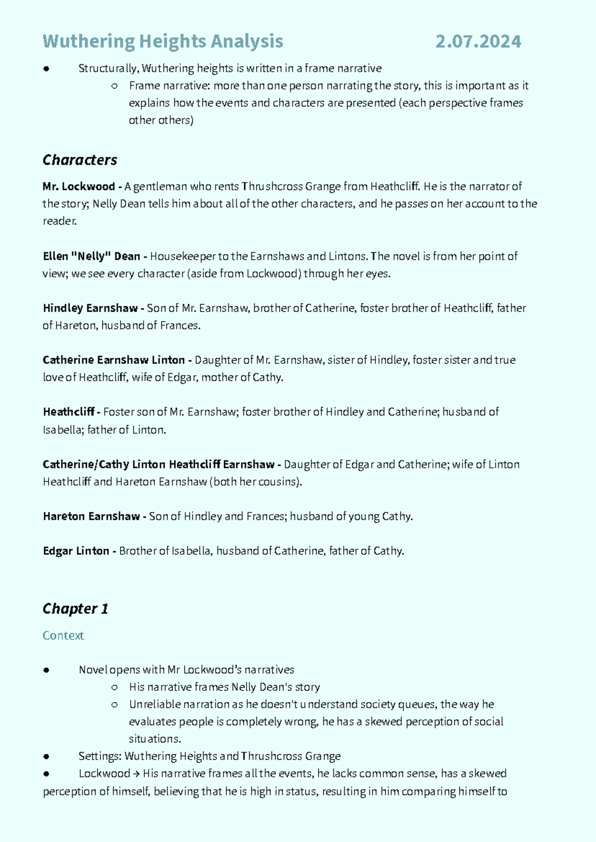 Wuthering Heights Analysis: A Comprehensive Study Guide (ENG 101) - Studocu