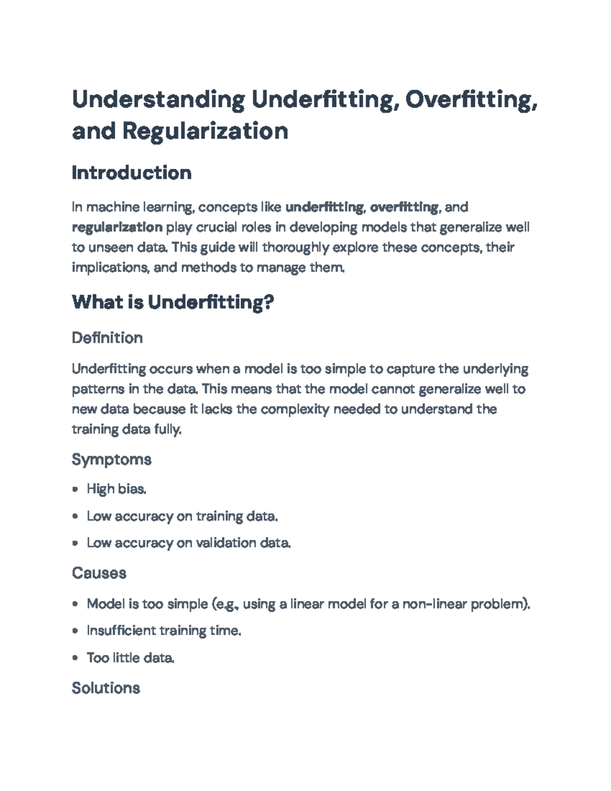 Understanding Underfitting, Overfitting, and Regularization in ML ...