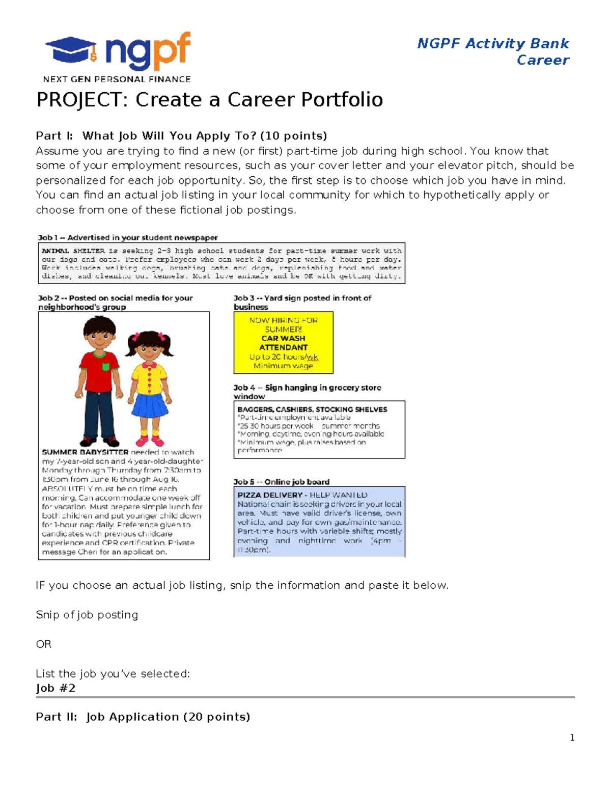 Project: Create a Career Portfolio (Parts 1 & 2) - Studocu