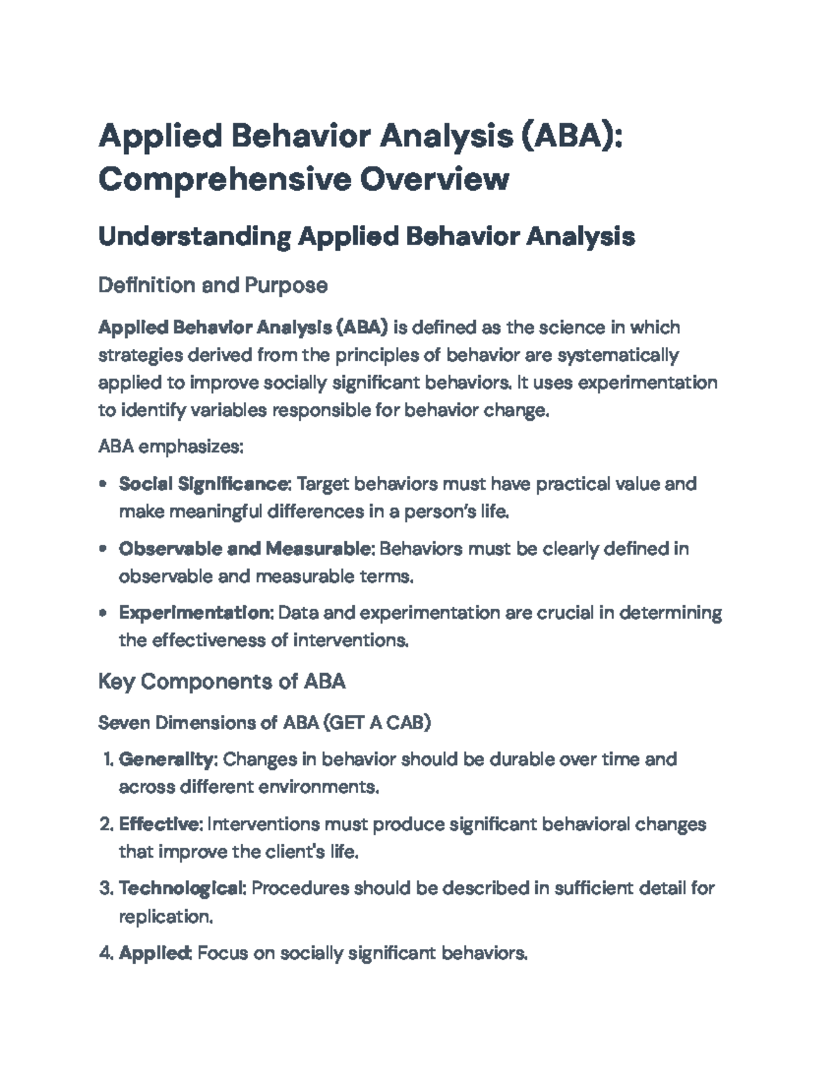 Applied Behavior Analysis (ABA): Comprehensive Overview and Key ...