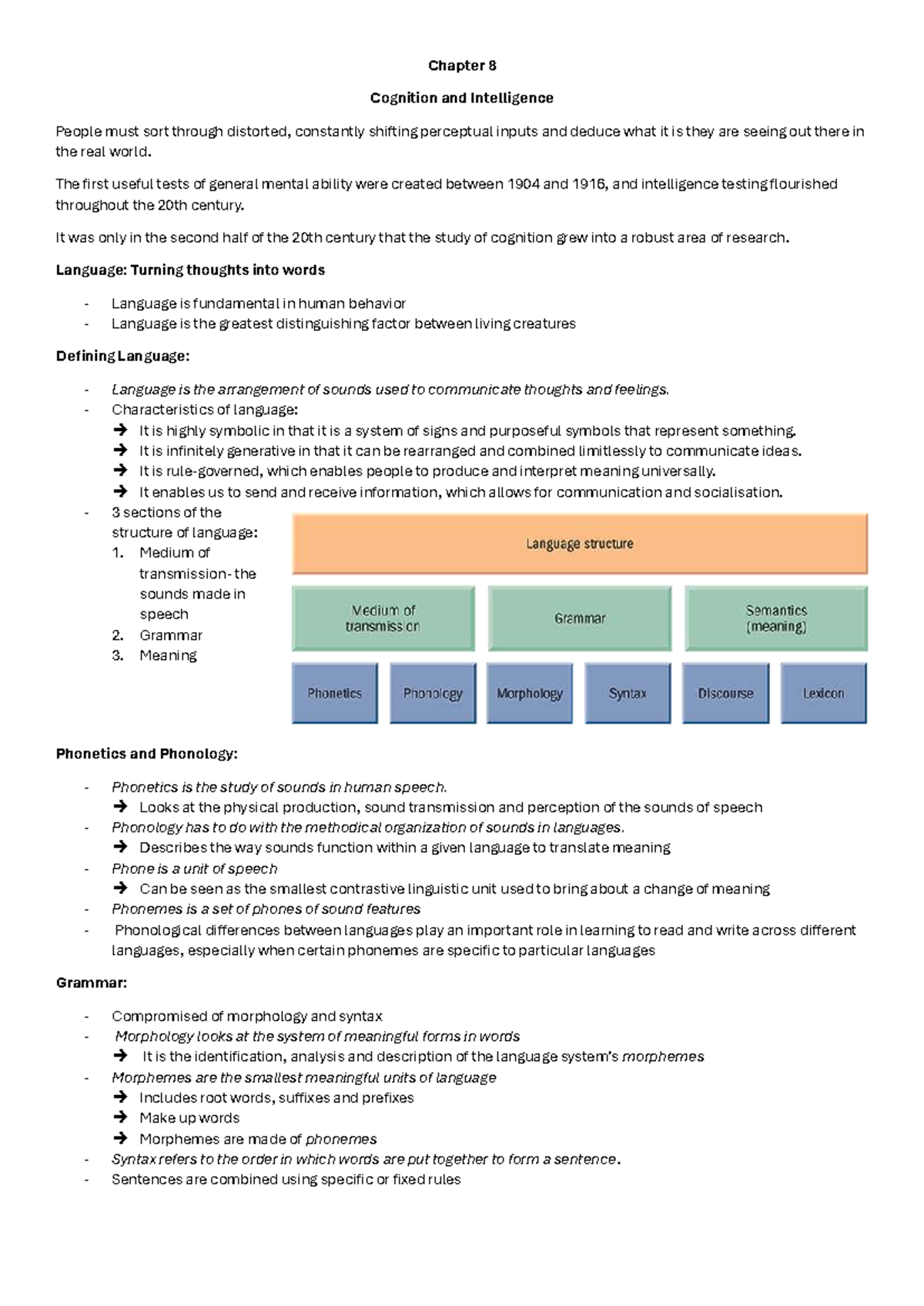 Chapter 8: Cognition and Intelligence - Key Concepts and Theories - Studocu