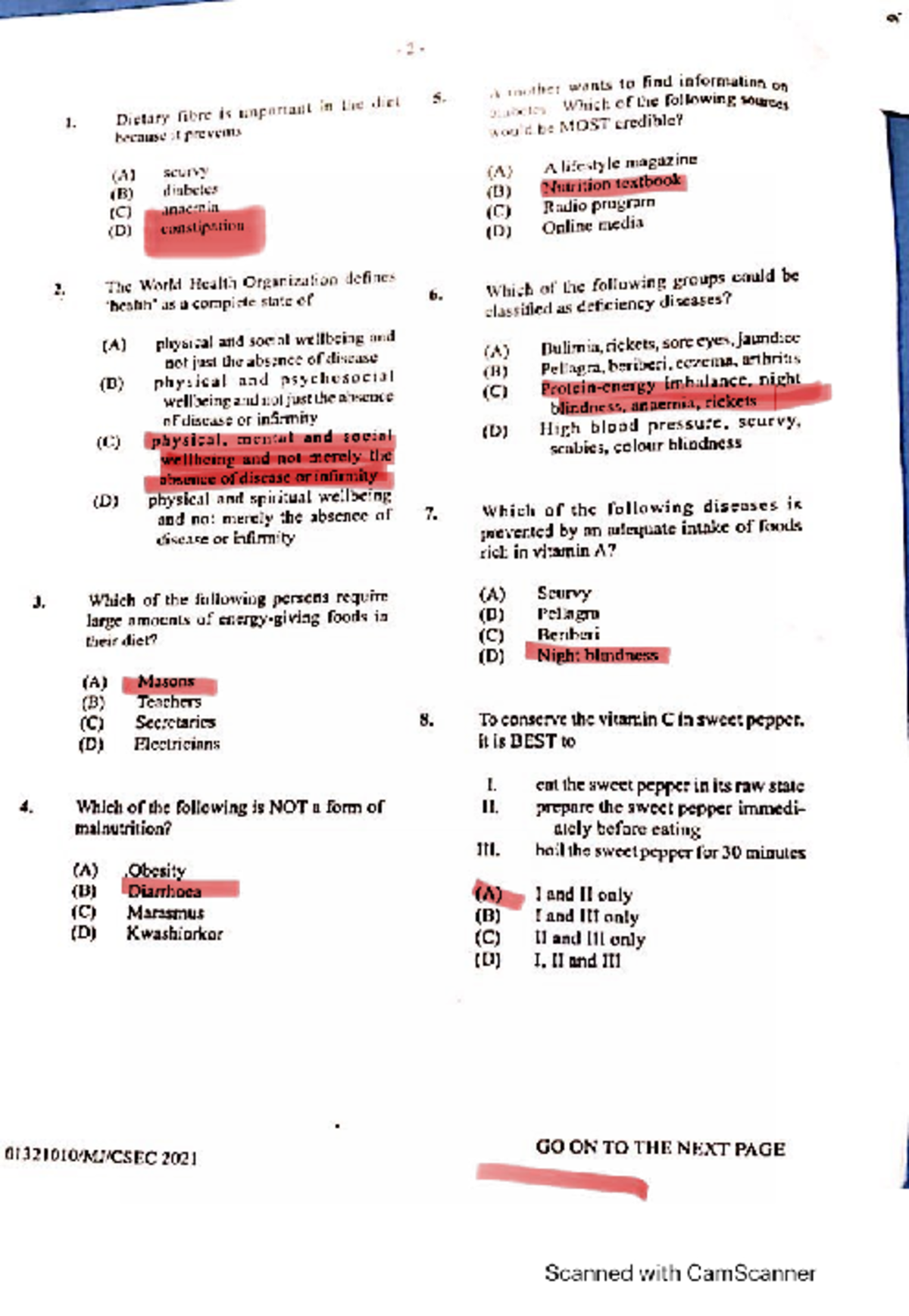 2021 P1 Food and Nutrition Exam Review Notes - Studocu