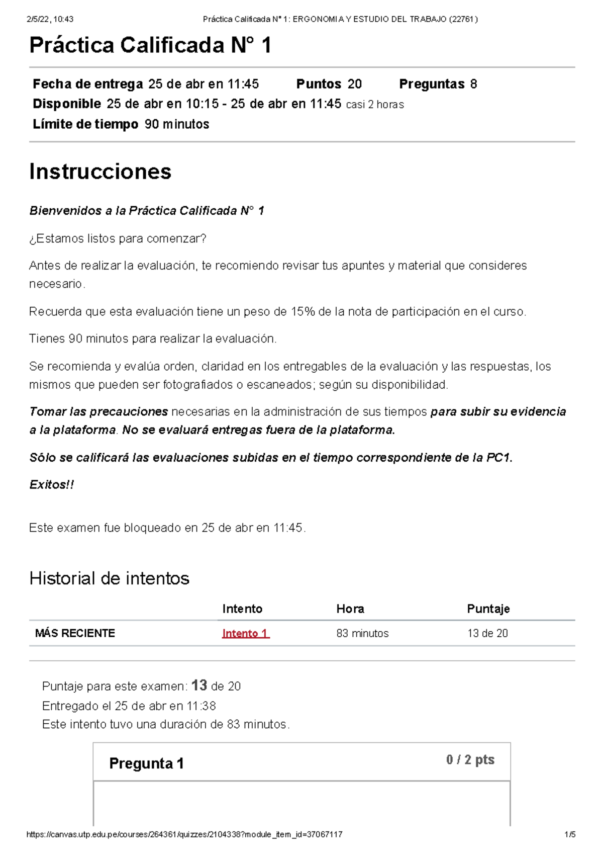 Práctica Calificada N° 1 Ergonomia Y Estudio DEL Trabajo - Práctica Calificada N° 1 Fecha de ...