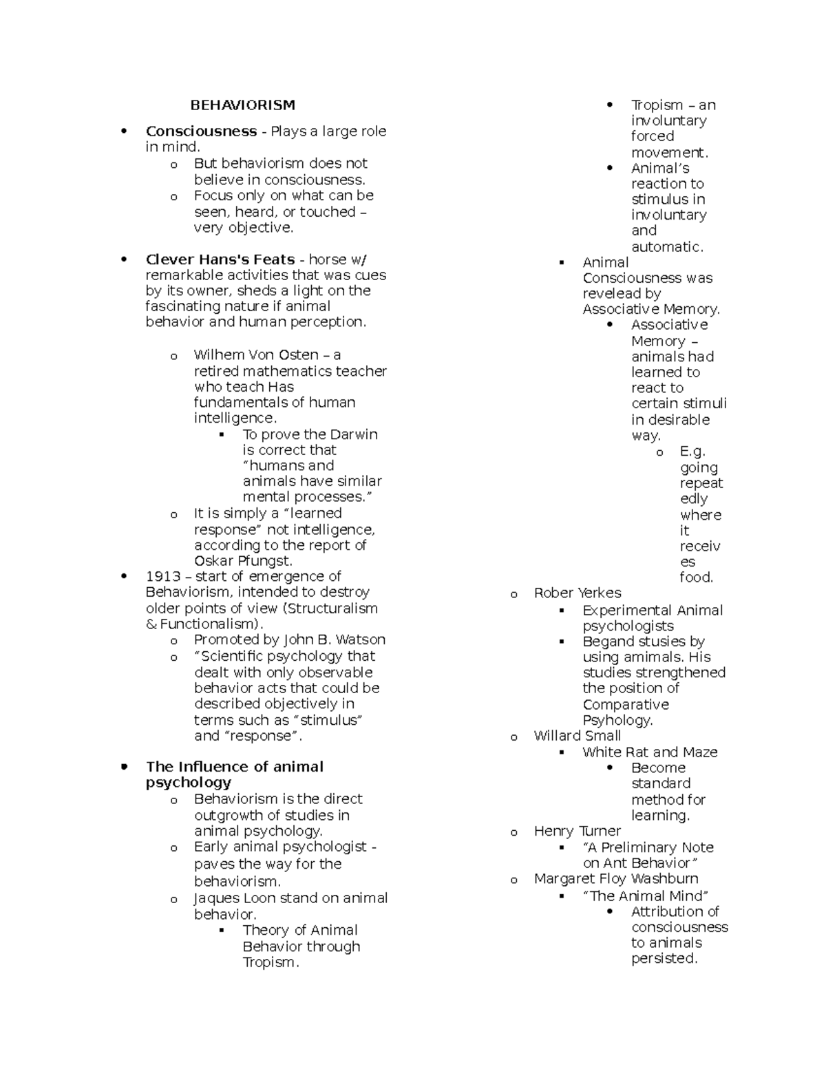 Behaviorism Overview: Key Concepts and Influences in Psychology - Studocu