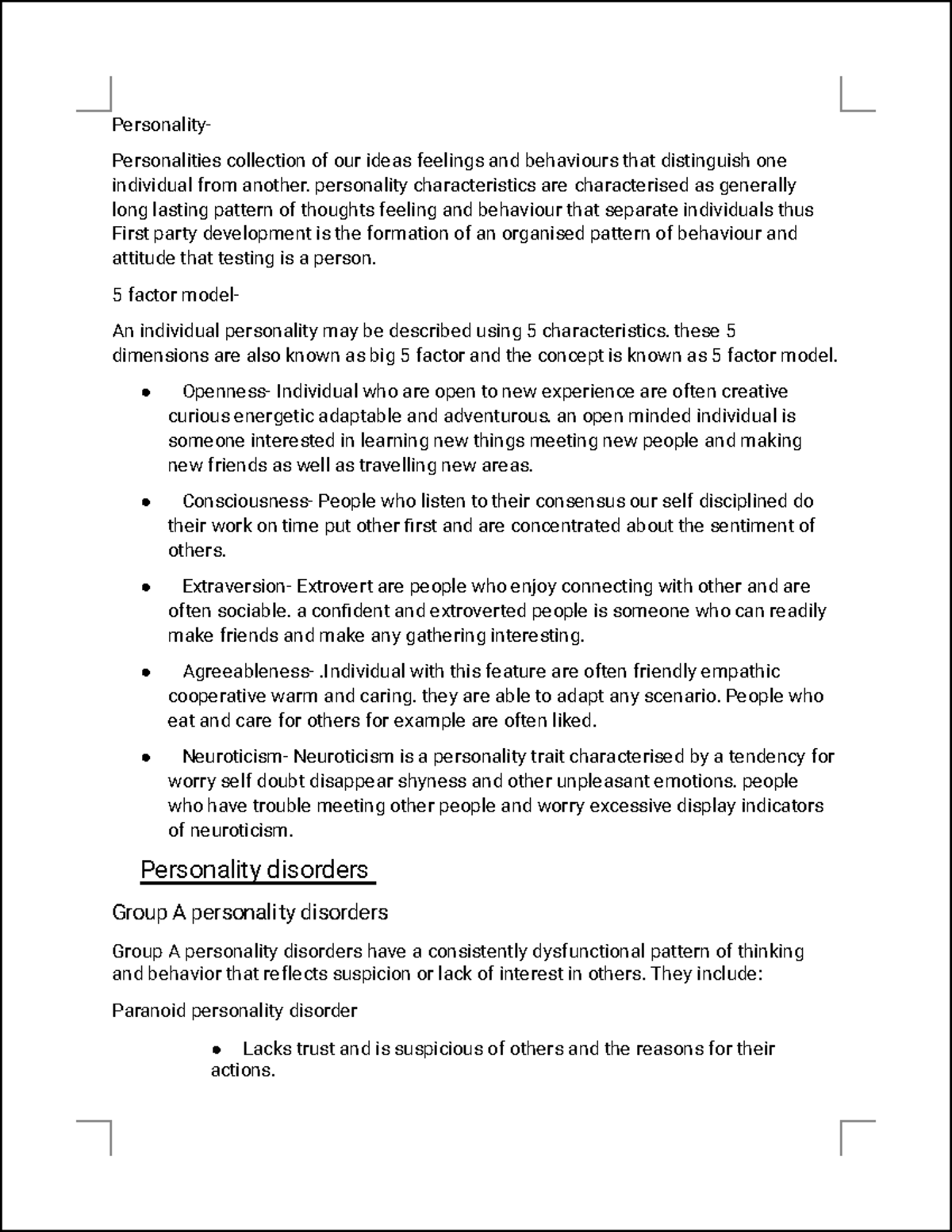 Personality Traits and Disorders: A Comprehensive Overview - Yoga - Studocu