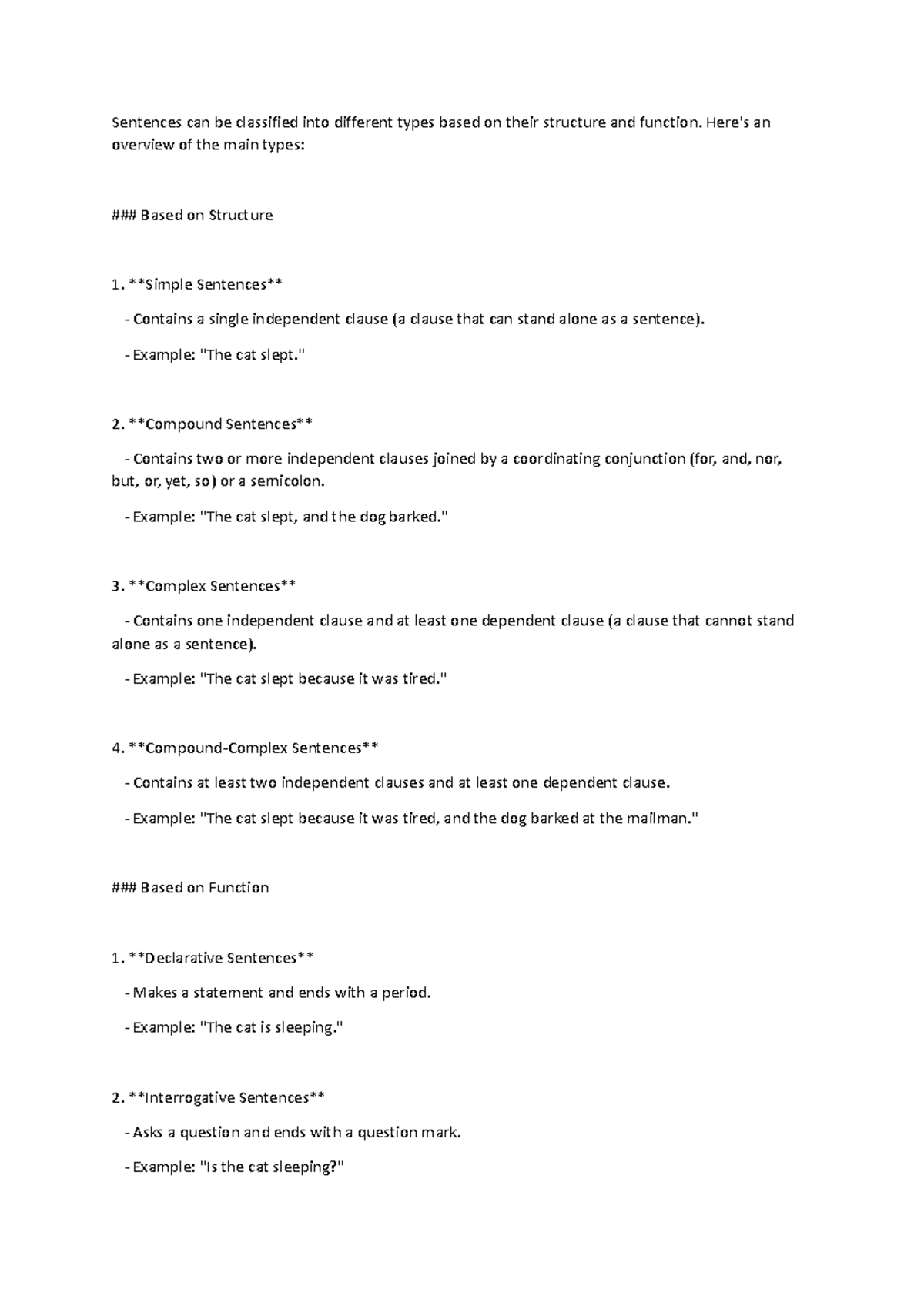 Sentence Types Overview - Grade 11 English Study Guide - Studocu