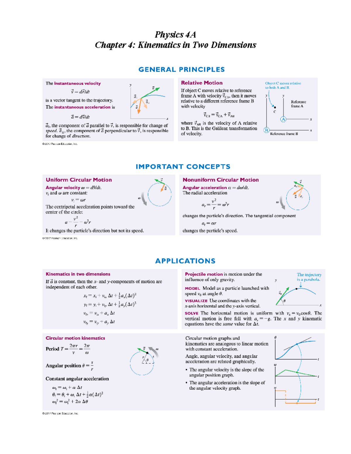 Chapter 4 Problems - Physics 4A Chapter 4: Kinematics in Two Dimensions Conceptual Questions and ...