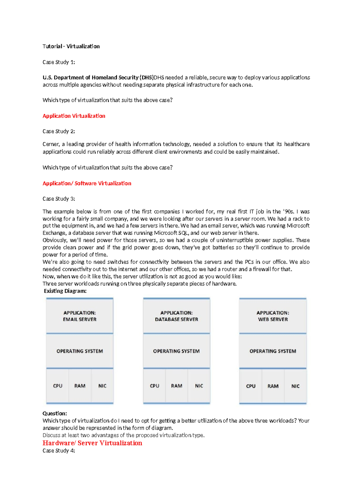 Tutorial Essay Questions on Virtualization Case Studies - Studocu