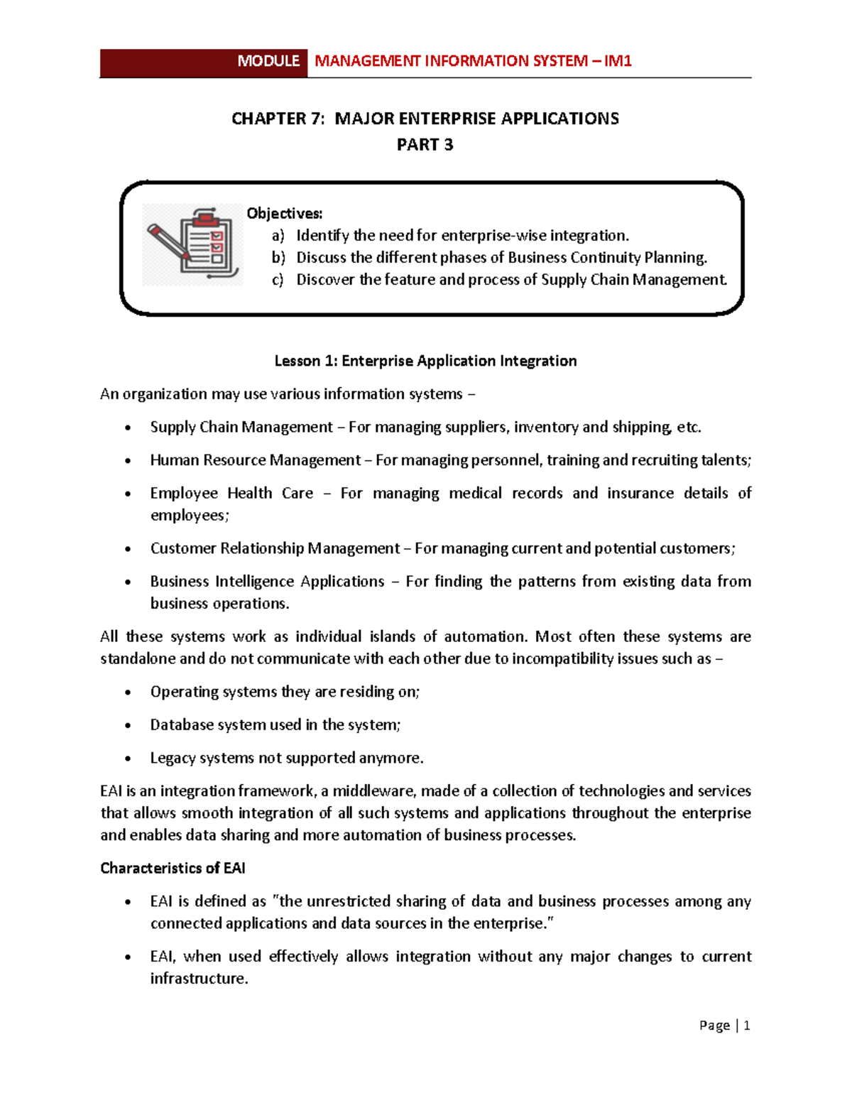 Chapter 7 ( Management Information System) - CHAPTER 7: MAJOR ...