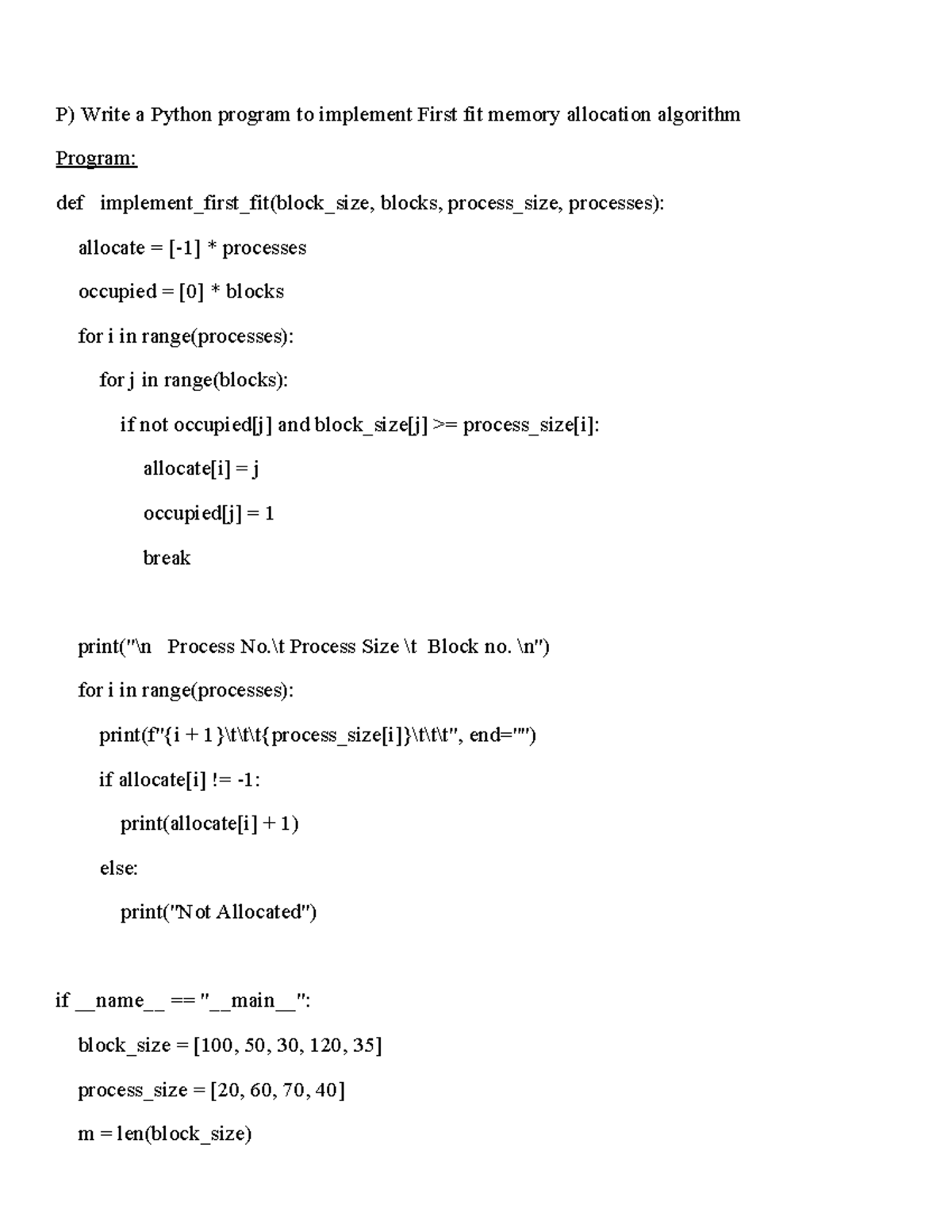 Memory Allocation Algorithms in Python: First, Best, and Worst Fit ...