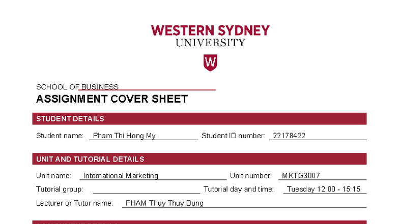 IMK-T325WSB-2 International Marketing Assessment 1 Part 2 by Pham Thi ...