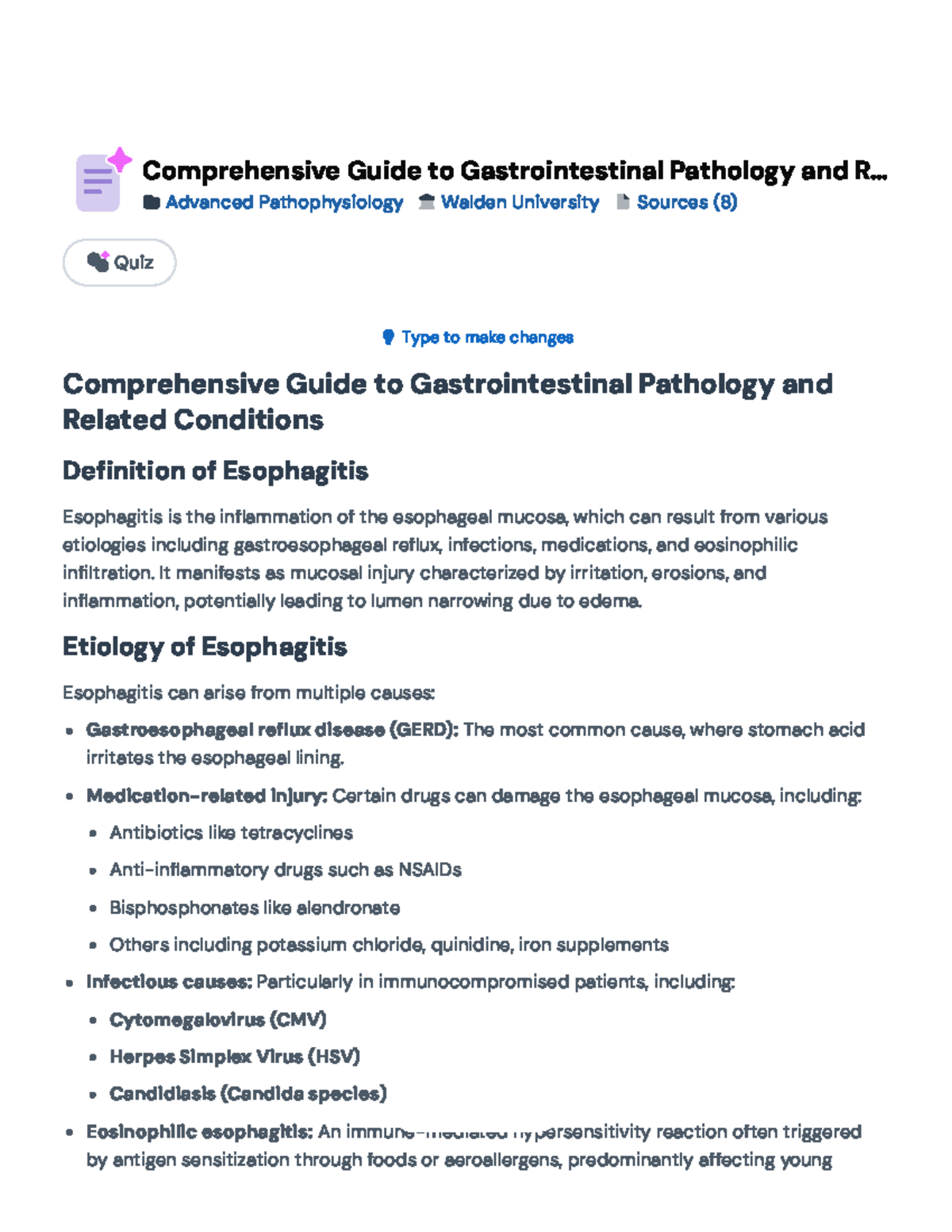 GI Study Guide 2: Comprehensive Overview of Gastrointestinal Pathology ...