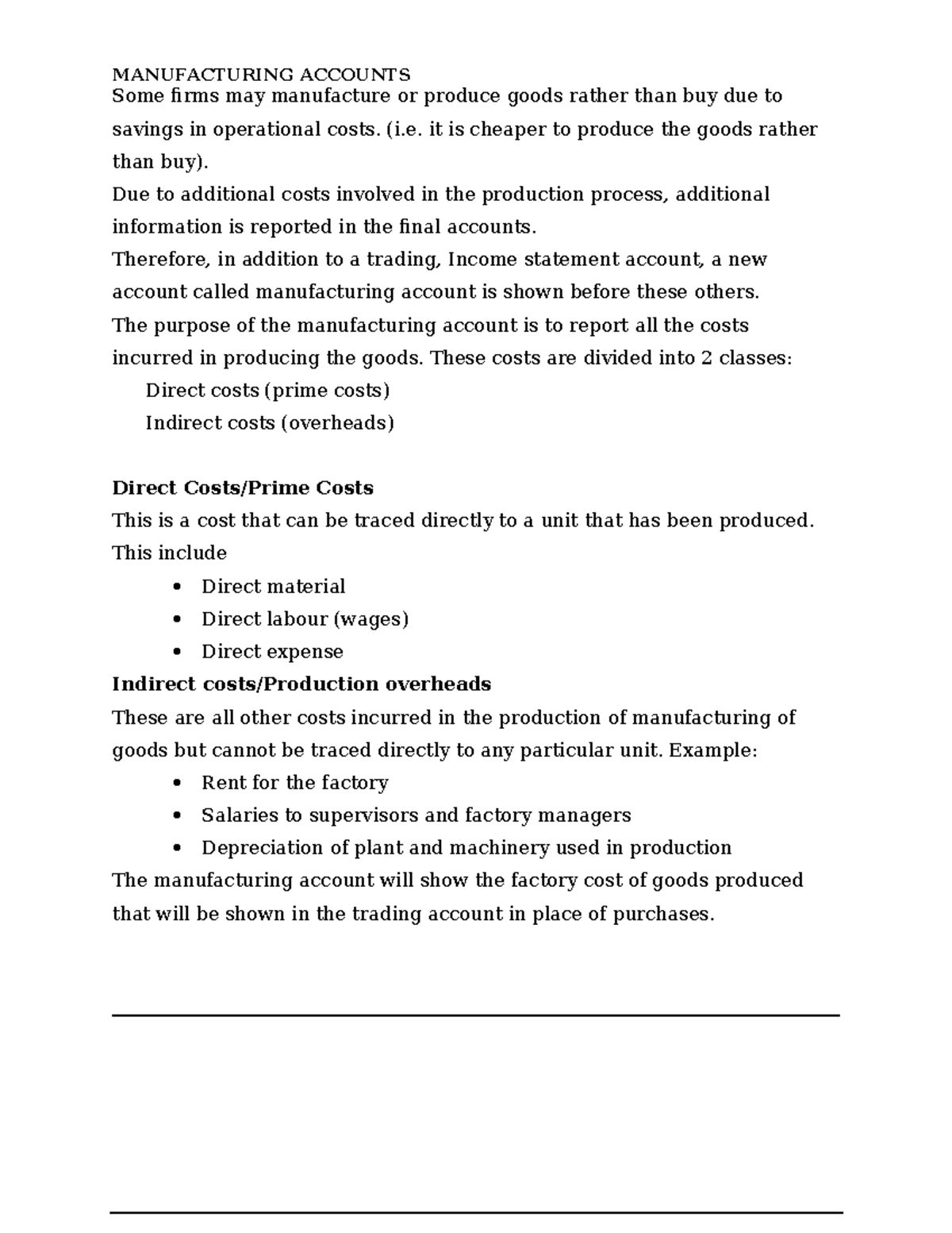 Manufacturing Accounts Overview and Formats - ACC 101 - Studocu