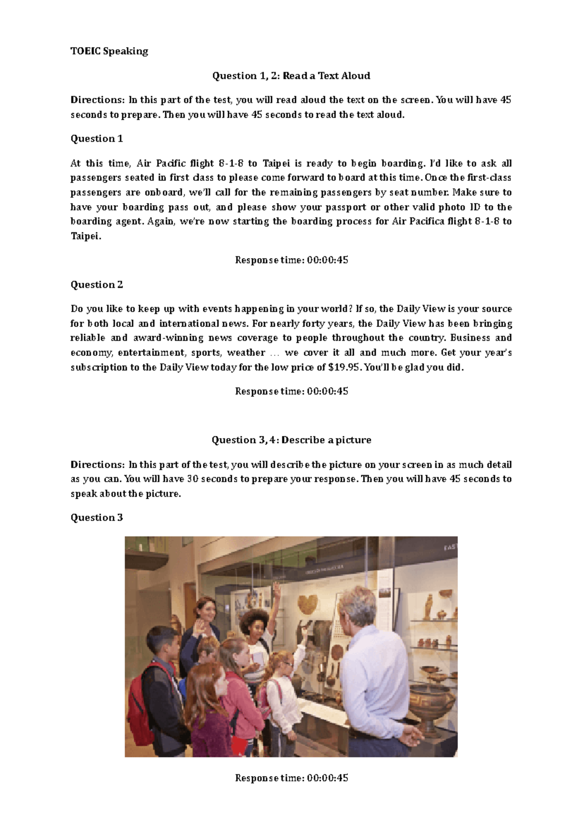 TOEIC Speaking Practice Guide: Strategies for Success - Studocu