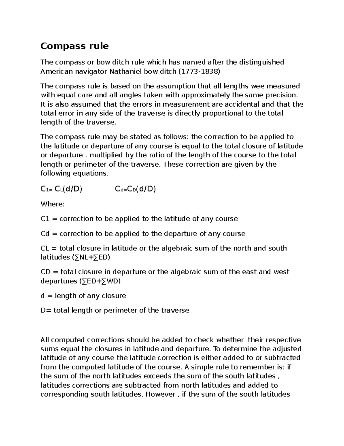 Pdfcoffee - hesg - Compass rule The compass or bow ditch rule which has named after the - Studocu