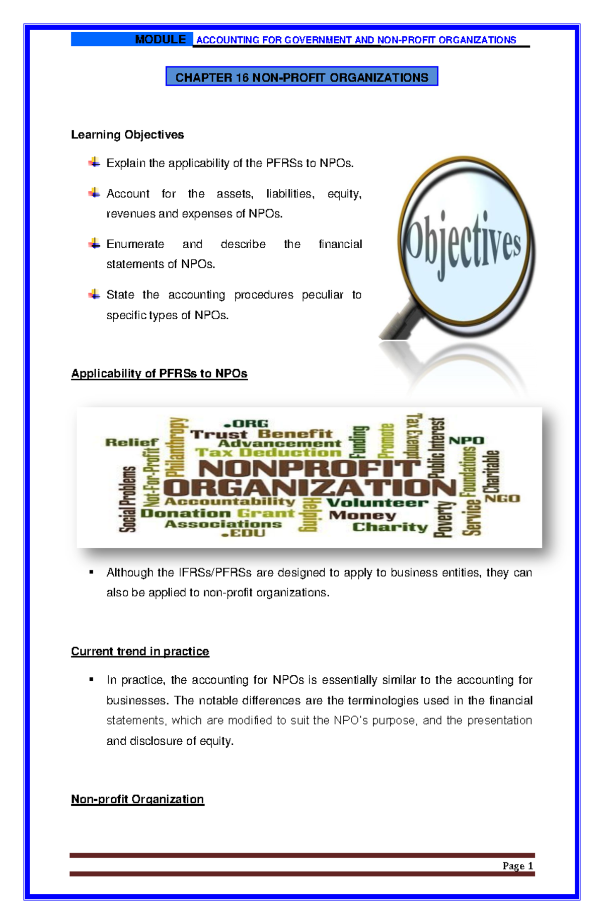 Chapter 16 NON- Profit Organizations - CHAPTER 16 NON-PROFIT ...