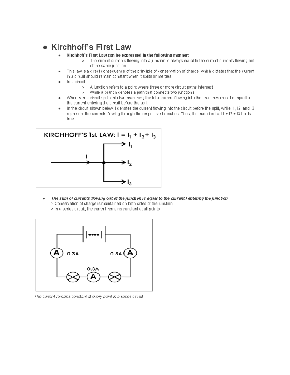AS Level Physics: Clear Notes on Kirchhoff's Laws - Studocu