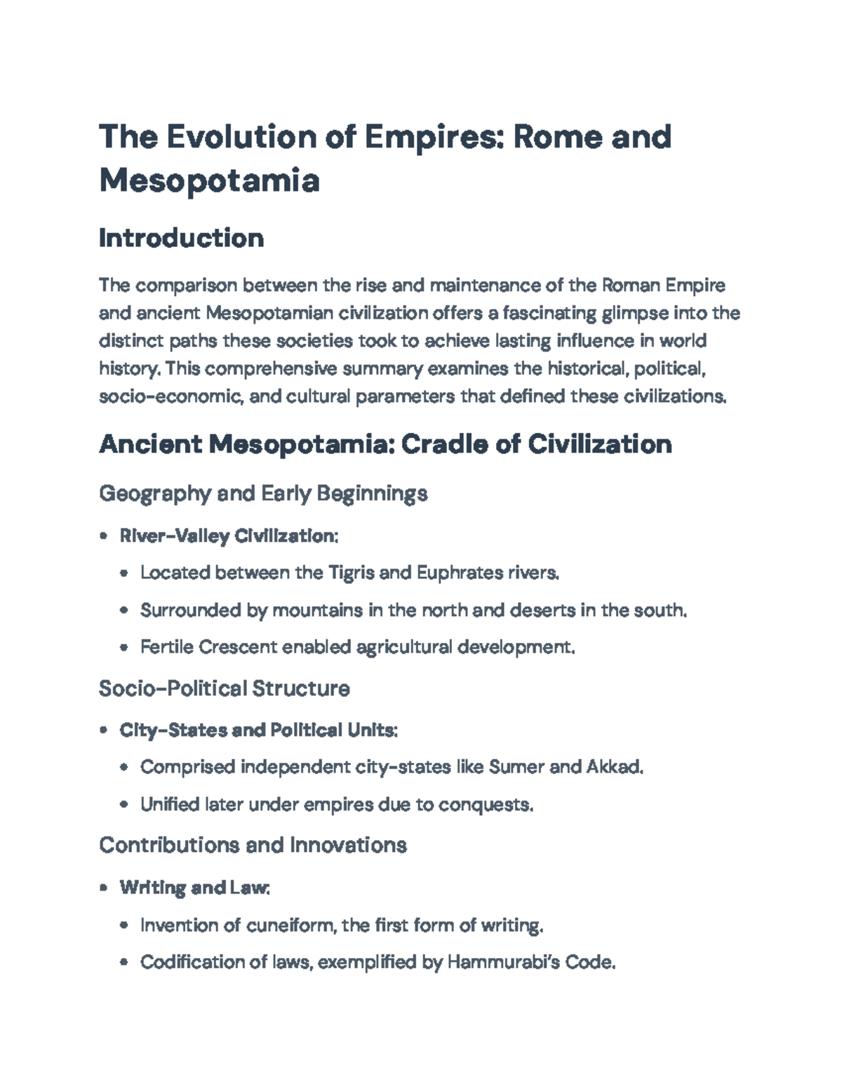The Evolution of Empires: A Comparative Study of Rome and Mesopotamia ...